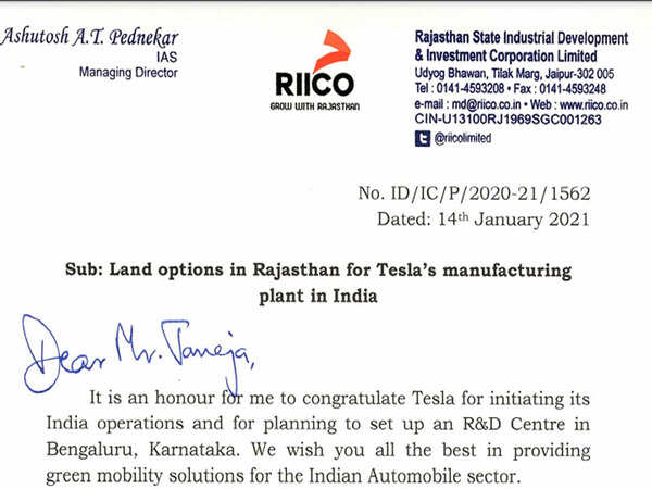 Rajasthan govt writes to Tesla, offers land in Bhiwadi for a ...