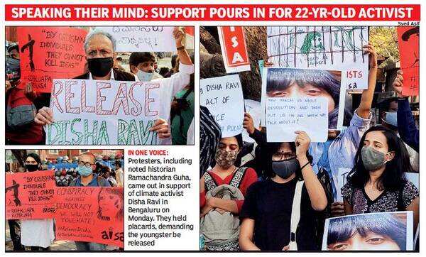 Historian Ramachandra Guha joins protest, demands Disha Ravi's release ...