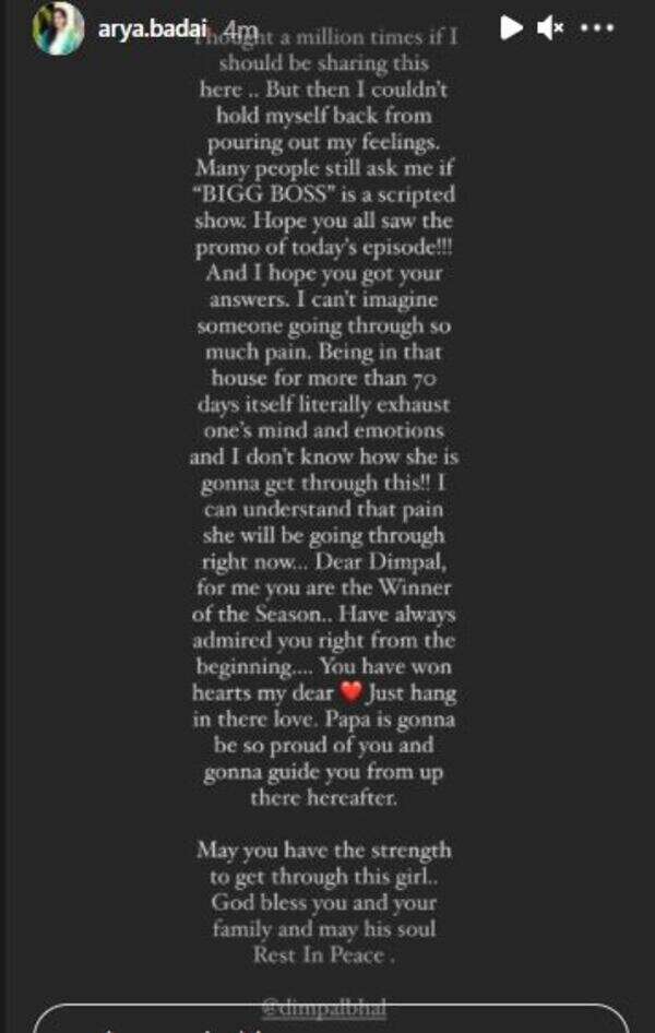 Ex-contestant Arya pens down a heart-touching note for BB Malayalam 3's ...