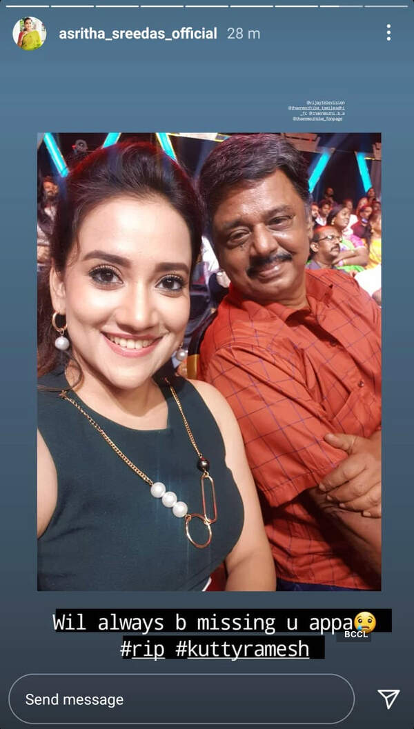 Actor Kutty Ramesh passes away; Siddarth Kumaran, Jacqueline Lydia ...