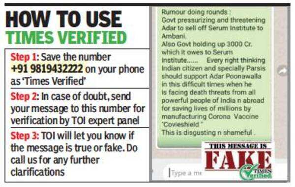 TOI red-flags 3,000 viral fake messages | Mumbai News - Times of India