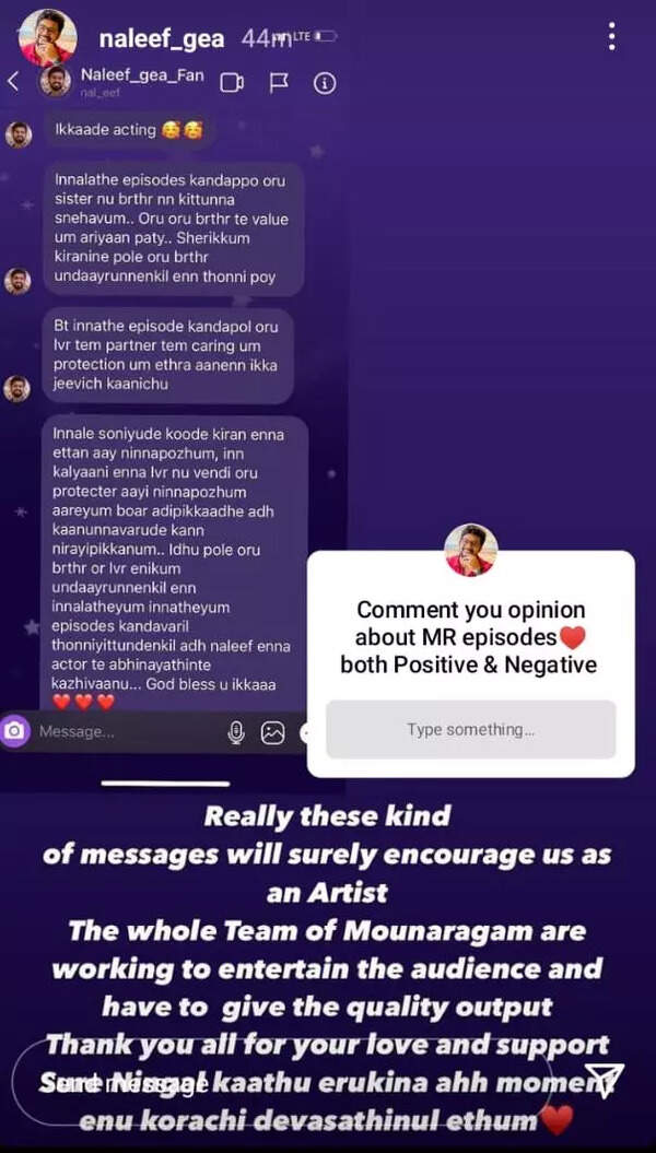 Praises from a fan leave Mounaragam actor Naleef overwhelmed; read post ...