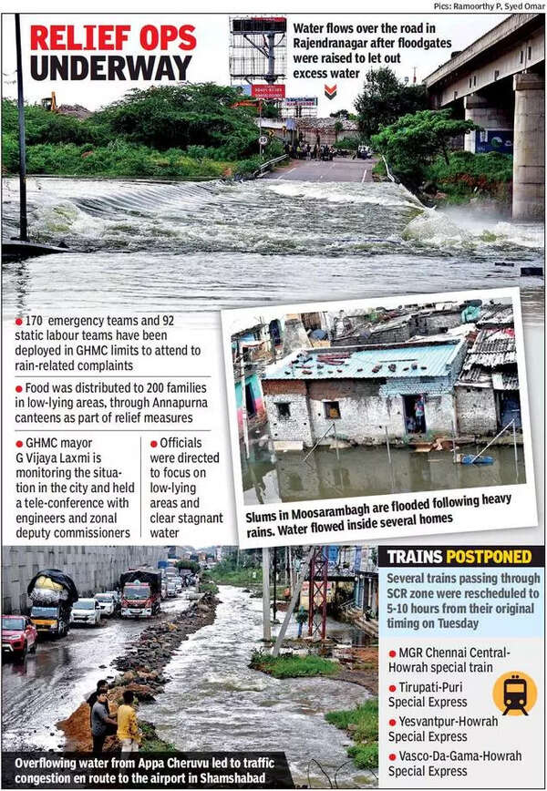 Hyderabad: As streets brim, lake overflow hits airport traffic ...