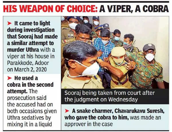 Uthra Case Update: Double life terms for Kerala man who used cobra to ...