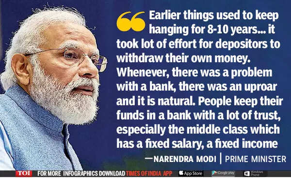 Deposit cover hike to make banking system more secure: PM Modi - Times ...