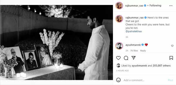 Rajkummar Rao shares a glimpse of the shrine they created for his late ...