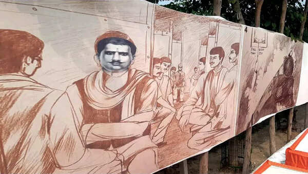 Reliving history: Artists recreate Kakori Train Action on 75m canvas ...