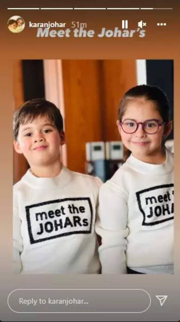 Karan Johar’s kids, Yash and Roohi sport matching ‘Meet the Johars’ t ...
