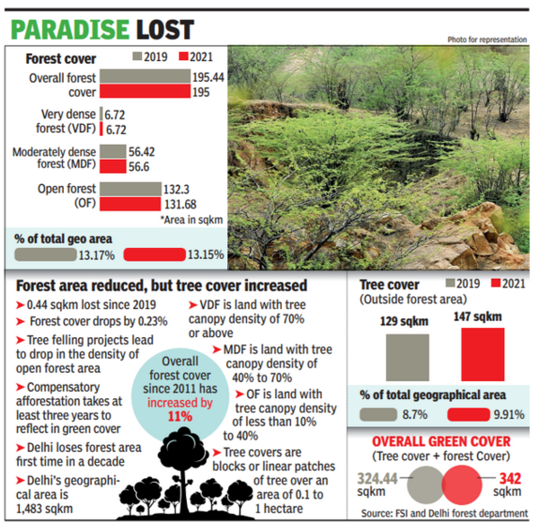 Delhi's forest cover lost for first time in a decade | Delhi News ...
