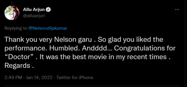 Allu Arjun praises ‘Doctor’; Nelson Dilipkumar says ‘Pushpa’ blasted ...