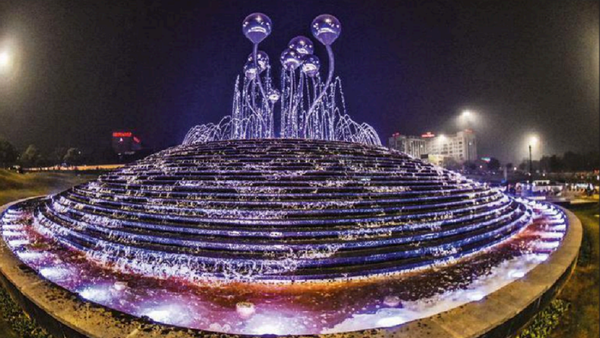 Delhi: Sprouts at AIIMS flyover get colourful fountain | Delhi News ...