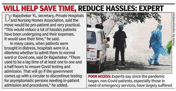 Covid: Negative Covid Report Maynot Be Needed For Surgeries | Bengaluru ...