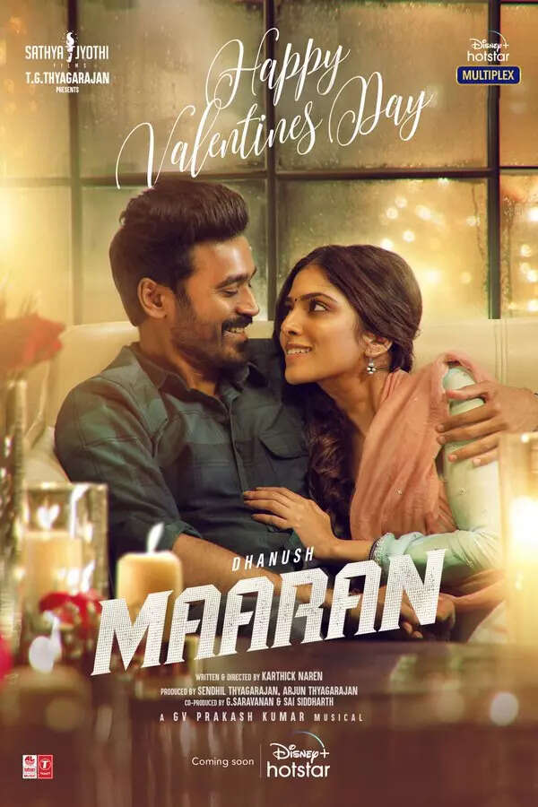 'Maaran': Makers unveil a new poster featuring Dhanush and Malavika ...
