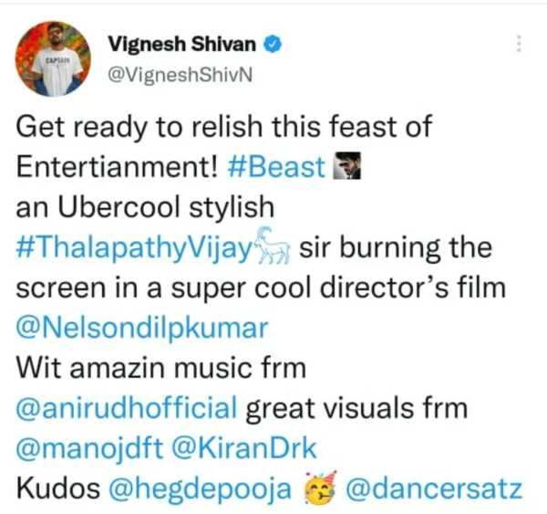 Vignesh Shivan, Venkat Prabhu, Saivakarthikeyan wish 'Beast' team for ...