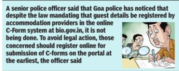 Goa: Cops to crack down on those not registering foreign guests within ...