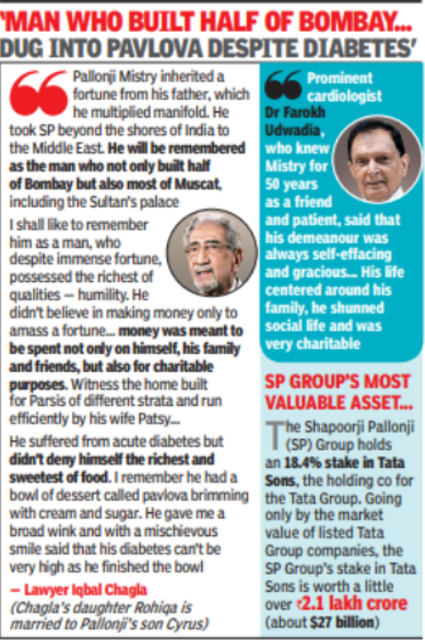 Construction pioneer Pallonji Mistry who took building blocks overseas ...