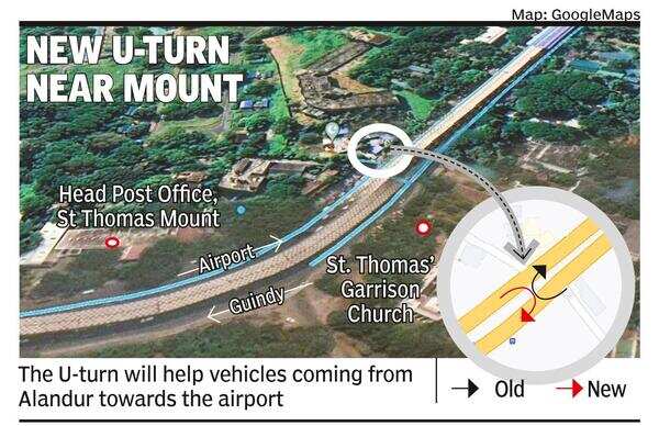 Now, A New U-turn On Busy Gst Road | Chennai News - Times of India