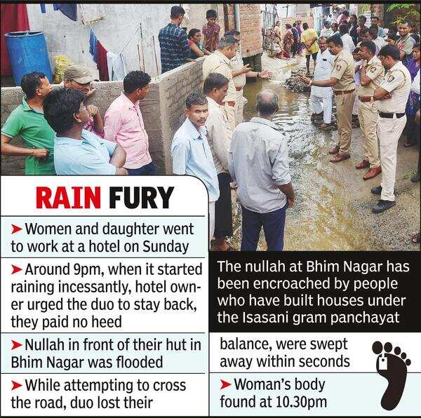 Woman, Daughter Swept Away In Flooded Nullah | - Times of India