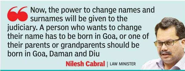 Name change to be limited to Goa-born, or with parent, grandparent born ...