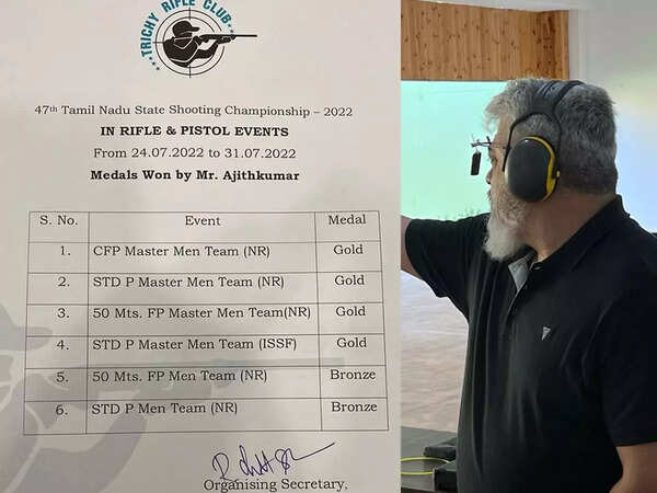 Ajith wins six medals at the 47th Tamil Nadu State Shooting ...