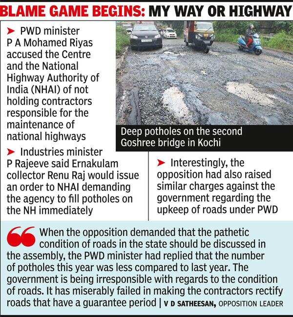Nava Keralam: The Road To Nava Keralam? Pothole Claims One More Life | Kochi News - Times of India