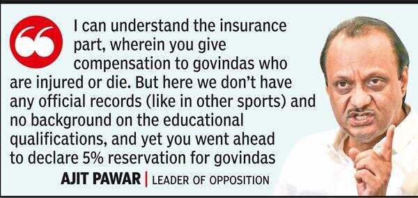 Pawar: Ajit Pawar Questions Job Quota For Govindas | - Times of India