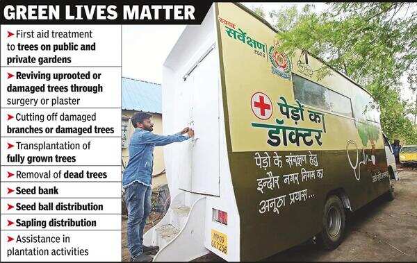 Imc: ‘tree Ambulance’ To Keep Green Cover Breathing | Indore News ...