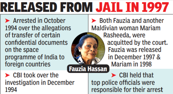 Isro: Fauzia Hassan, acquitted in Isro case, dies at 80 ...