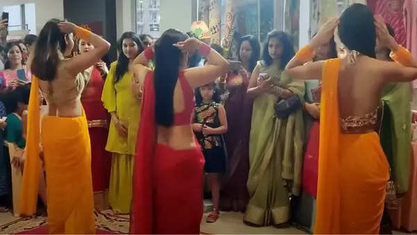 Women set the stage on fire with their sensational belly dance on oo Antava and Tip Tip Barsa ...