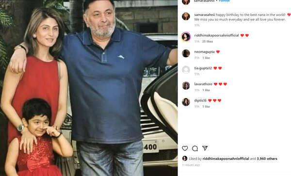 Rishi Kapoor's granddaughter Samara Sahni remembers him on his 70th ...