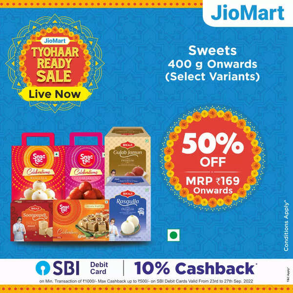 Check out exciting deals for all your festive season essentials at the JioMart Tyohaar Ready ...