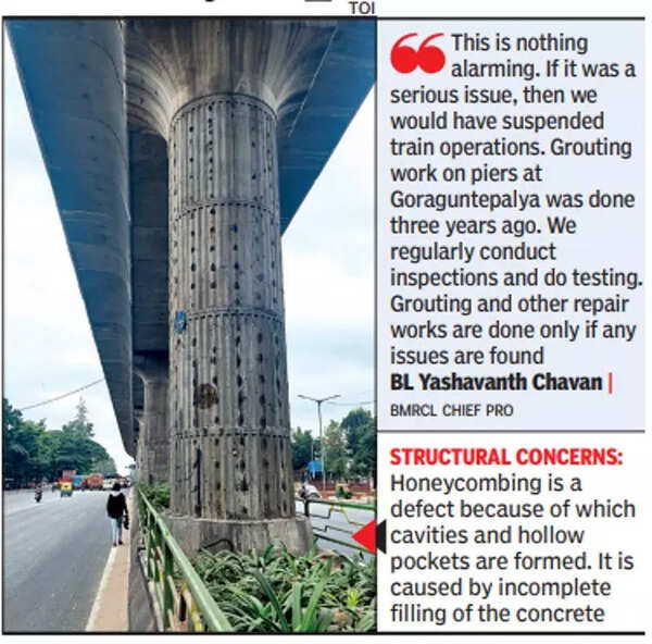Bengaluru: Metro pillars see defects after 8 years of operation ...