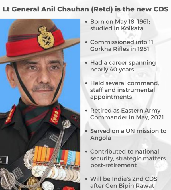 Cds: Lt General Anil Chauhan (Retired) named India's new Chief of Defence Staff | India News ...