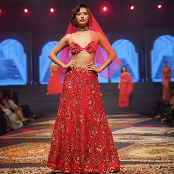 Tejasswi Prakash rocks thigh-high slit as she turns showstopper for Rina Dhaka - Times of India