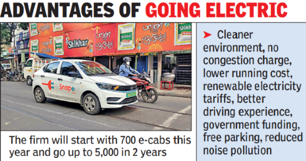 Clean commute hope for Kolkata with e-cab fleet | Kolkata News - Times of India