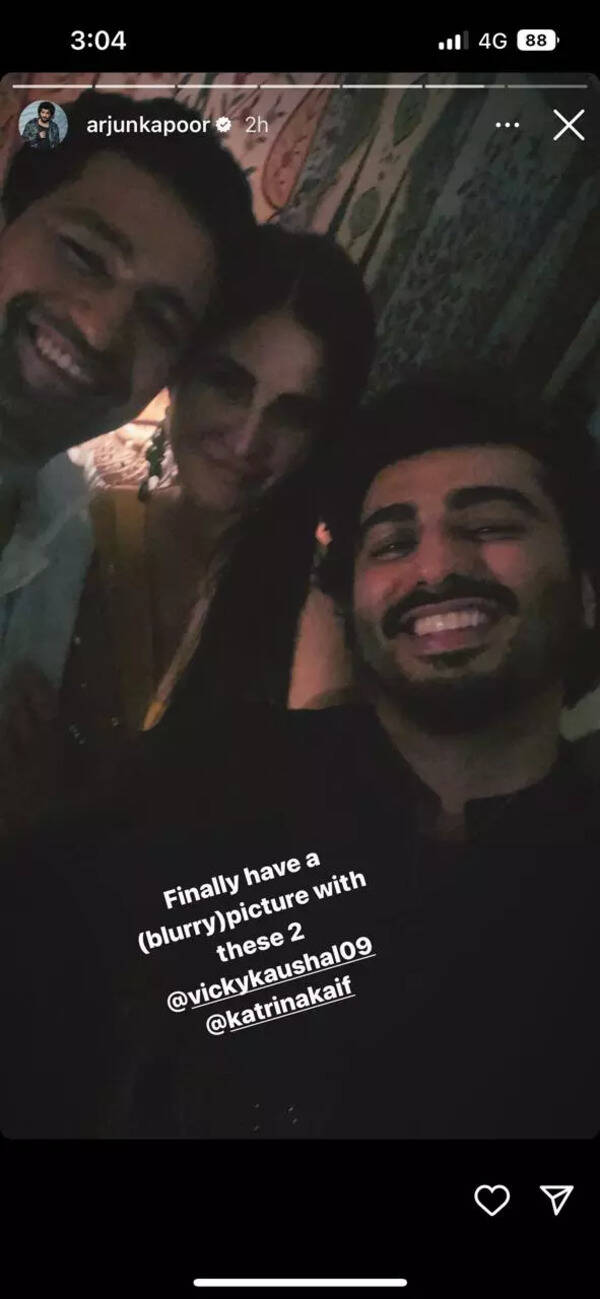 Arjun Kapoor drops bluury picture with Vicky Kaushal and Katrina Kaif | Hindi Movie News - Times ...