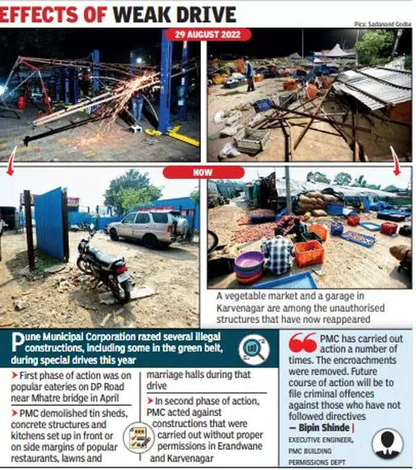 Pune: Illegal structures spring back within months of crackdown | Pune News - Times of India