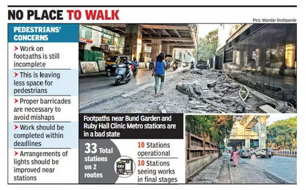 Pune: Shoddy footpaths persist near Metro stations, irk pedestrians ...