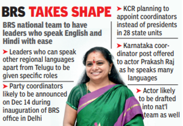 Brs: K Kavitha, KK in BRS national team, to handle party affairs in Delhi | Hyderabad News ...