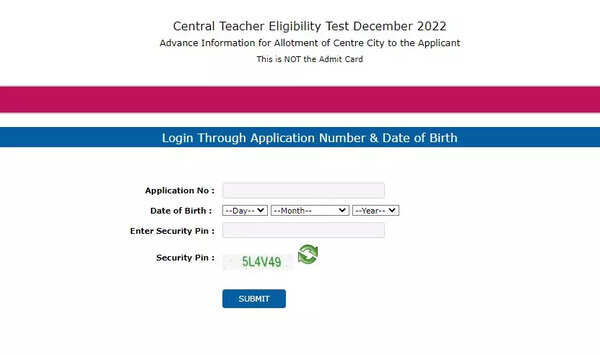 CTET December 2022: CTET exam city slip released at ctet.nic.in, download here - Times of India