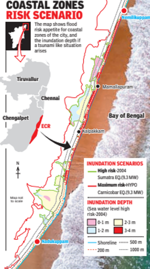 Another tsunami can flood up to 2km into Chennai | Chennai News - Times ...
