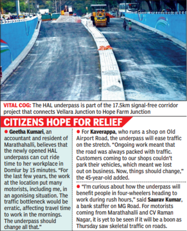 Hal: HAL underpass thrown open to motorists before formal launch in ...