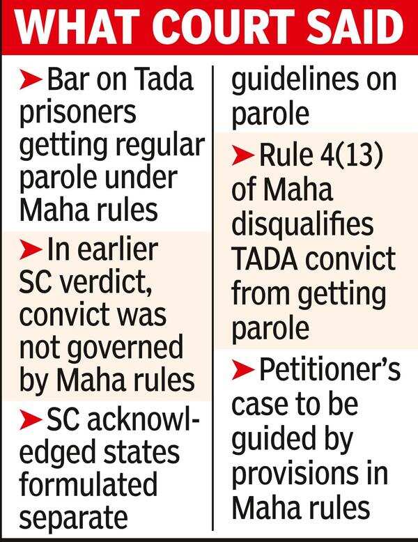 Tada: No Parole For Tada Convicts In Maharashtra: Hc | - Times of India
