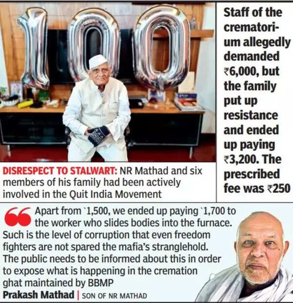 Kin pay 12x more for veteran NR Mathad's cremation in Bengaluru ...