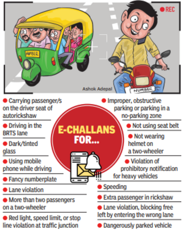 E-challans soon for 16 traffic violations in Ahmedabad | Ahmedabad News ...