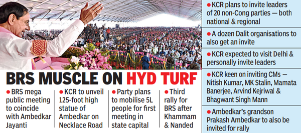 K Chandrasekhar Rao's mega rally in Hyderabad on April 14, BRS to ...
