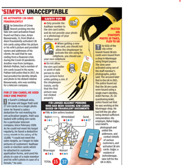 30,000 Sim cards activated using fake papers in Gujarat | Ahmedabad ...