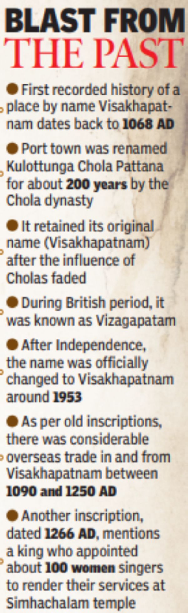 Visakhapatnam, during the reign of Cholas, was known as ‘Kulottunga ...