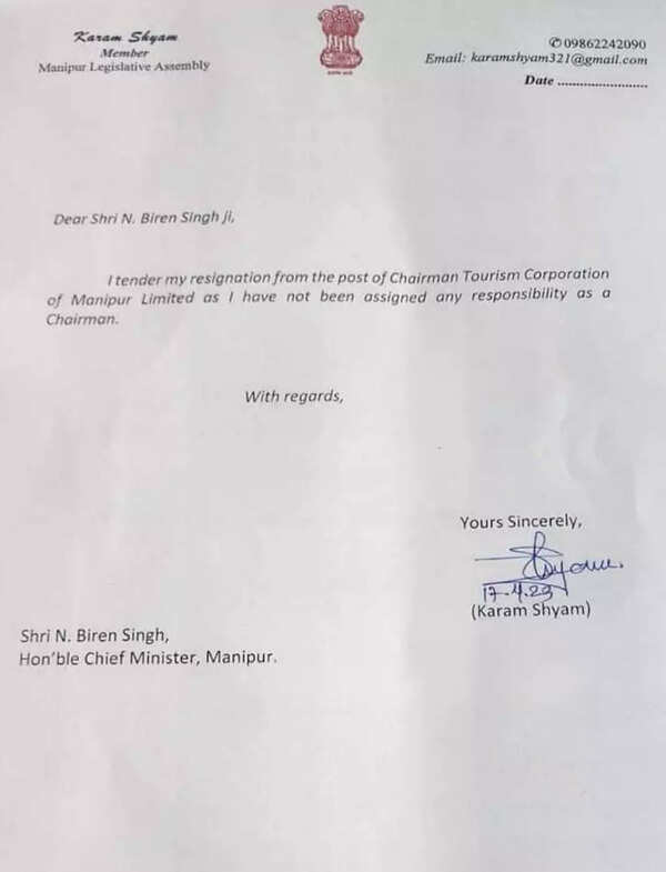Manipur: BJP MLA Karam Shyam quits key govt post | Imphal News - Times ... Manipur: BJP MLA Karam Shyam quits key govt post | Imphal News - Times ...