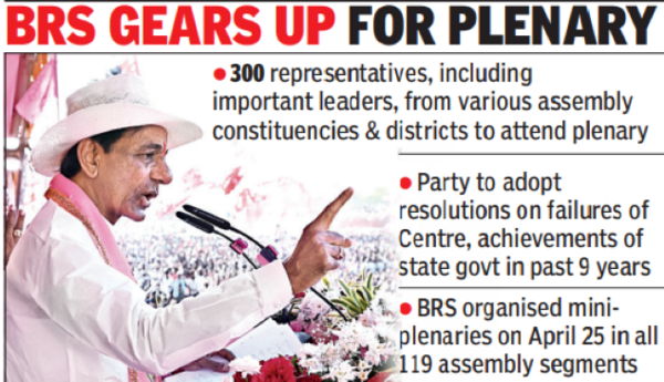 Telangana: BRS plenary to target Centre on agriculture and welfare ...